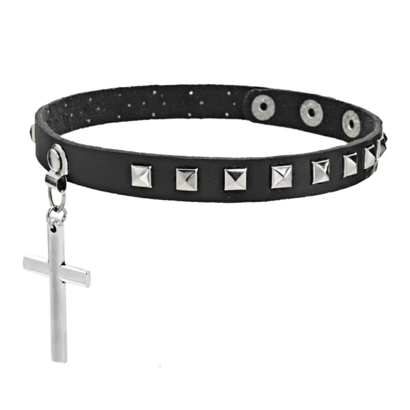 Jewelry | Pyramid Stud Cross Pendant Goth Punk Choker Emo | Poshmark